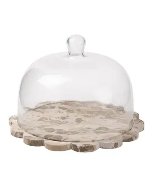 GAURI KOHLI Viola Serving Board With Cloche - Beige