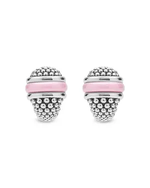 Lagos Sterling And Ceramic Clip Earrings - Silver