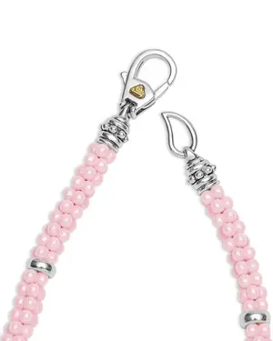 Lagos 18k Yellow Gold And Sterling Silver Caviar Ceramic Bead Bracelet - Pink/silver
