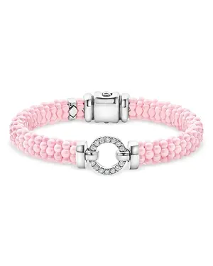 Lagos Diamond And Ceramic Bead Bracelet - Pink/silver