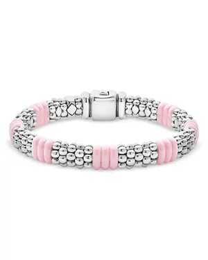 Lagos Sterling Pink Ceramic Bracelet - Silver