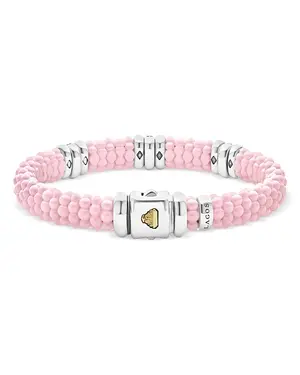 Lagos Sterling Silver, Diamond And Ceramic Bracelet