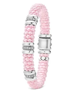 Lagos Sterling Silver, Diamond And Ceramic Bracelet