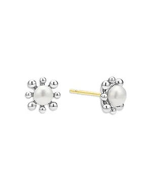 Lagos Sterling Luna Pearl Stud Earrings - Silver