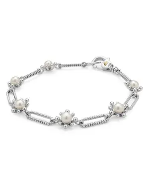 Lagos Sterling Luna Pearl Link Bracelet
