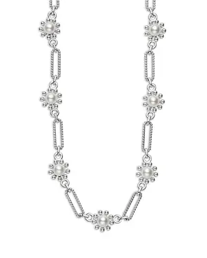 Lagos Sterling Luna Pearl Link Necklace - Silver
