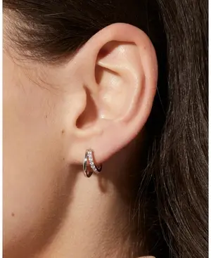 ANA LUISA Toda Double Hoop Earrings - Silver