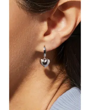 ANA LUISA Jessica Puffed Heart Hoop Earrings - Silver