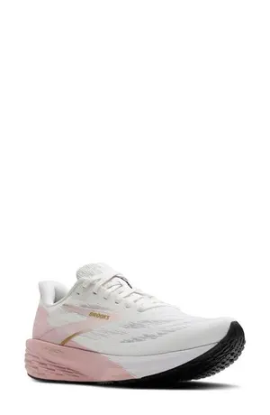 Brooks Launch Running Shoe - White/gold/pink