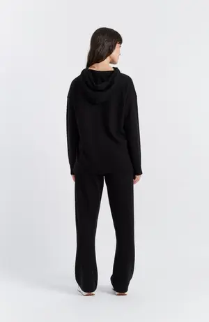 Chinti & Parker Wool Cashmere Blend Relaxed Fit Hoodie - Black