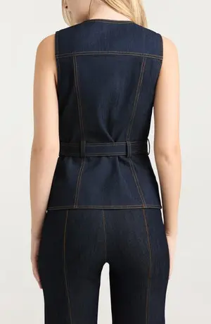 Cinq À Sept Renee Belted Denim Vest - Indigo