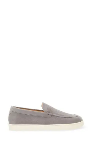 Brunello Cucinelli Chevron Embossed Suede Loafer - Grey
