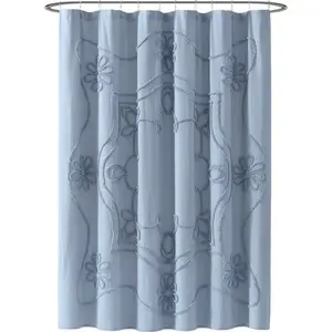 PERI HOME Retro Scroll Shower Curtain - Blue