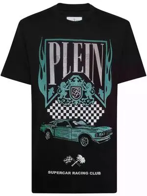 Philipp Plein Strass Flame Racing T-shirt