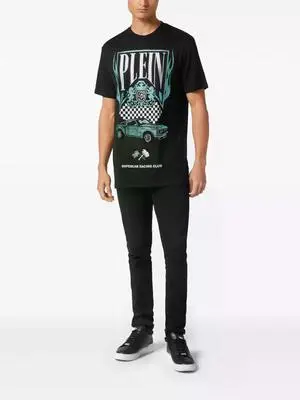Philipp Plein Strass Flame Racing T-shirt
