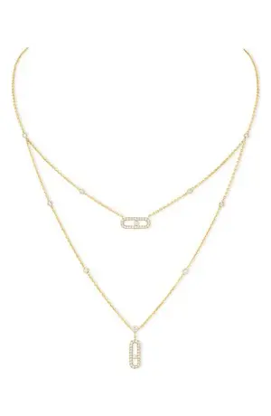 Messika Move Uno Pavé Diamond Pendant Necklace - Yellow Gold