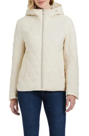 Vince Camuto Water-resistant Hooded Quilted Jacket - Bone