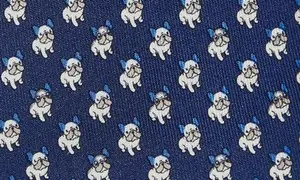 FERRAGAMO Zeus Dog Print Silk Twill Neck Tie - Navy