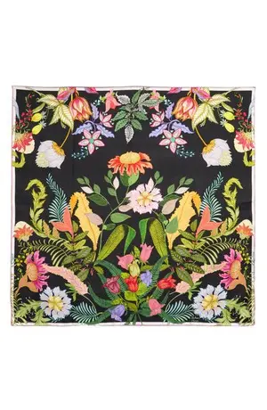 Echo Oasis Silk Square Scarf - Black