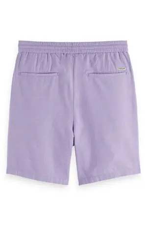 Scotch & Soda Flat Front Slub Cotton & Linen Twill Bermuda Shorts - Bright Lavender