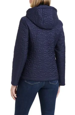 Kate Spade New York Spade Floral Quilted Jacket - Planetary Navy