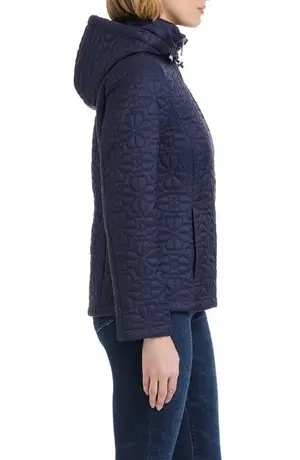 Kate Spade New York Spade Floral Quilted Jacket - Planetary Navy