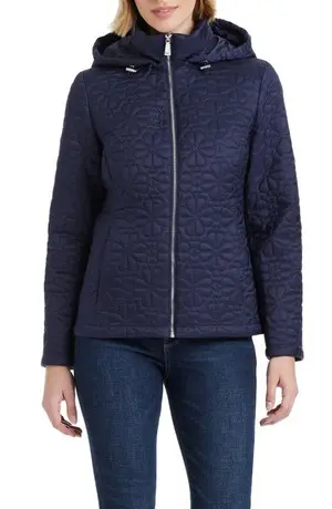 Kate Spade New York Spade Floral Quilted Jacket - Planetary Navy
