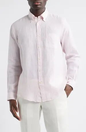 Brooks Brothers Regular Fit Linen Button-down Shirt Bleachedpink