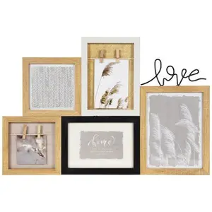 NORTHLIGHT Wooden "love" Wall Collage Photo Frame20.75" And Black - Beige