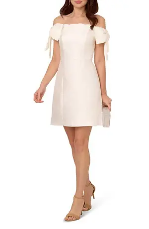 Adrianna Papell Scallop Off-the-shoulder Sheath Cocktail Dress - Ivory