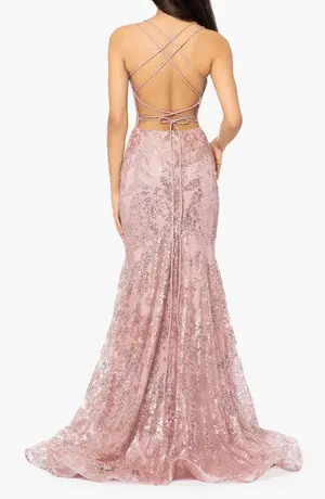 BLONDIE NITES Sequin Mesh Mermaid Gown