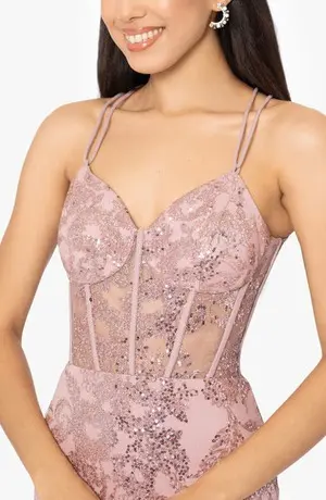BLONDIE NITES Sequin Mesh Mermaid Gown