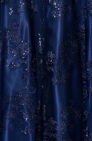 BLONDIE NITES Glitter Mesh Corset A-line Gown