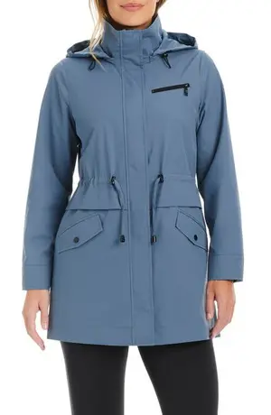 Vince Camuto Water-resistant Hooded Jacket - Slate Blue