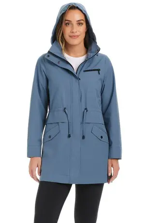 Vince Camuto Water-resistant Hooded Jacket - Slate Blue