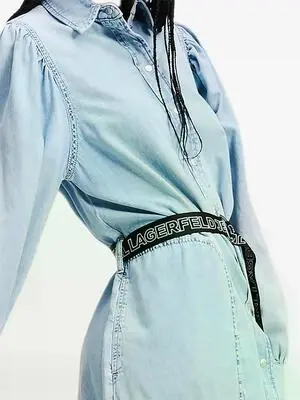 Karl Lagerfeld Puff-sleeve Denim Shirt Dress