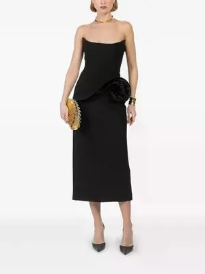 Magda Butrym Floral-appliqué Bustier Midi Dress