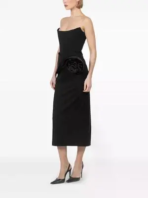 Magda Butrym Floral-appliqué Bustier Midi Dress