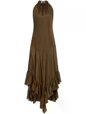Philosophy Di Lorenzo Serafini Silk Halterneck Dress - Brown