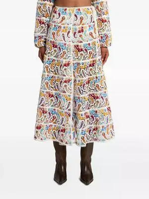 Etro Paisley Macramé Midi Skirt