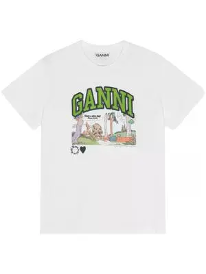 GANNI Printed T-shirt - White