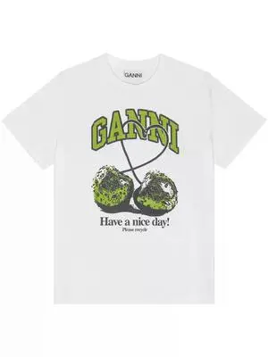 GANNI Printed T-shirt - White