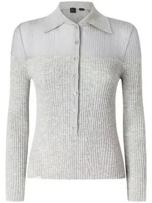 Pinko Ribbed Polo Top - Grey