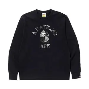 A BATHING APE Liquid Camo College Long-sleeve Tee - Black