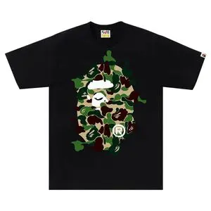 A BATHING APE Abc Camo Ape Head Tee /green - Black