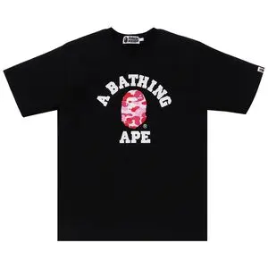 A BATHING APE Abc Camo College Organic Tee /pink - Black