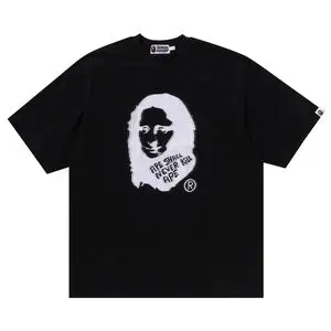 A BATHING APE Art Print Jacquard Relaxed Fit Tee - Black