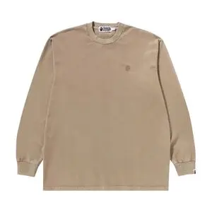 A BATHING APE Ape Head Long-sleeve Garment Dyed Tee - Tan