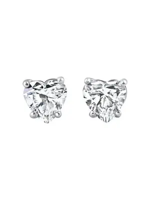 BLISS DIAMOND 2ct Tw Heart Lab Grown Diamond Stud Earrings - 14k White Gold