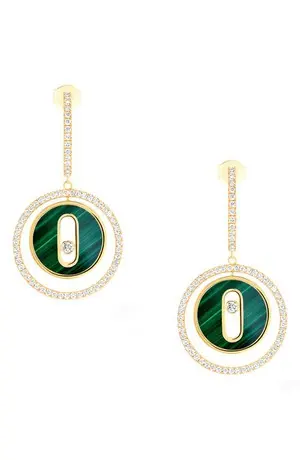 Messika Lucky Move Malachite & Diamond Drop Earrings - Yellow Gold